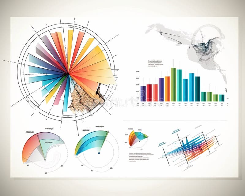 Data Visualization Charts Diagrams, Vibrantly Illustration with White ...