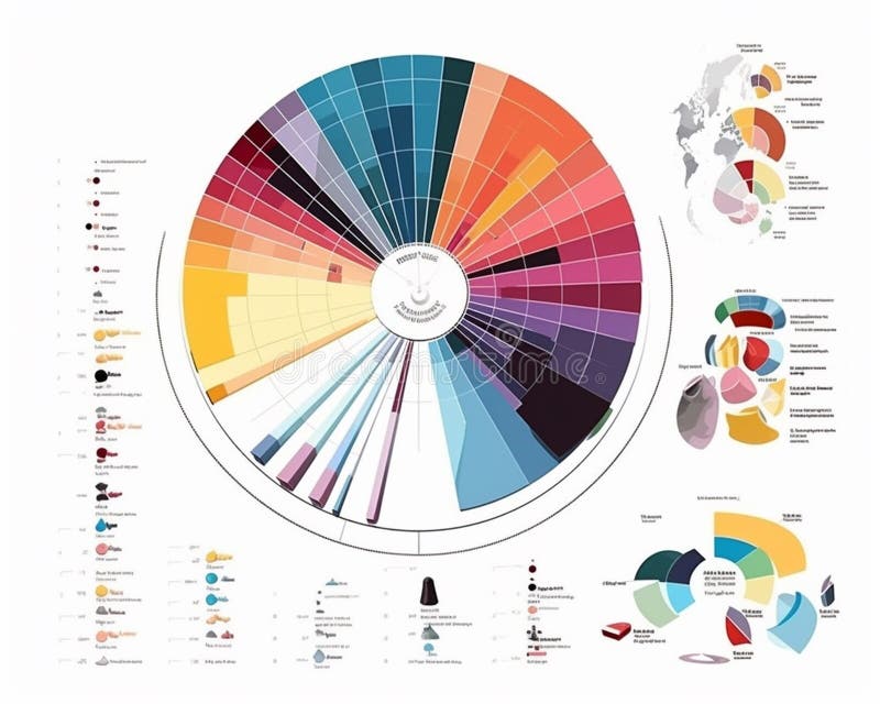 Data Visualization Charts Diagrams, Vibrantly Illustration with White ...