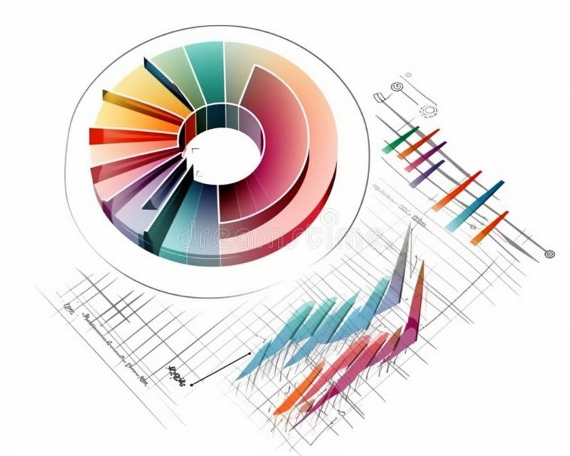 Data Visualization Charts Diagrams, Vibrantly Illustration with White ...