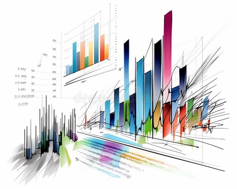 Data Visualization Chart Diagram, Colorful Illustration with White ...