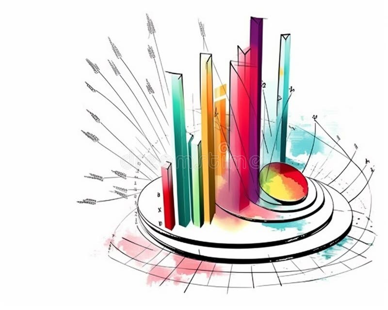 Data Visualization Chart Diagram, Colorful Illustration with White ...
