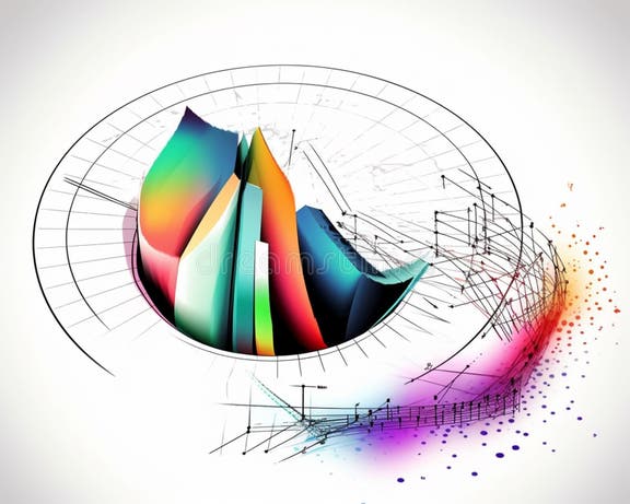 Data Visualization Chart Diagram, Colorful Illustration with White ...