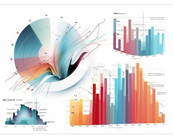 Data Visualization Chart Diagram, Colorful Illustration with White ...