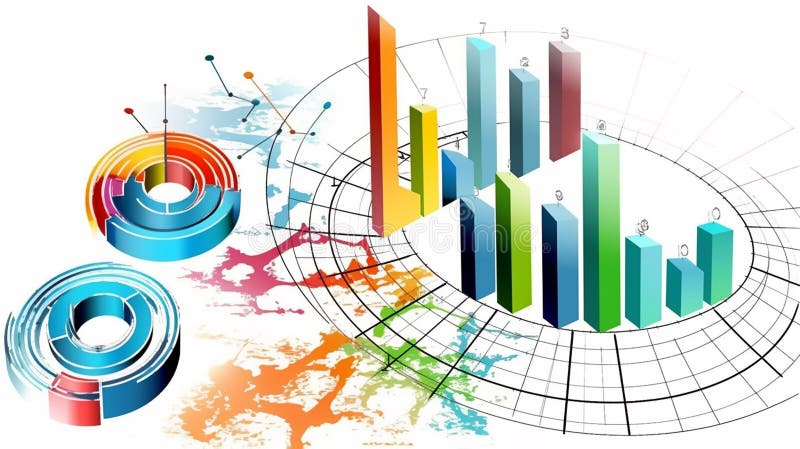 Data Visualization Charts Diagrams, Vibrantly Illustration with White ...