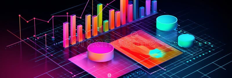 Data Visualization Charts Diagrams, Vibrantly Illustration with ...