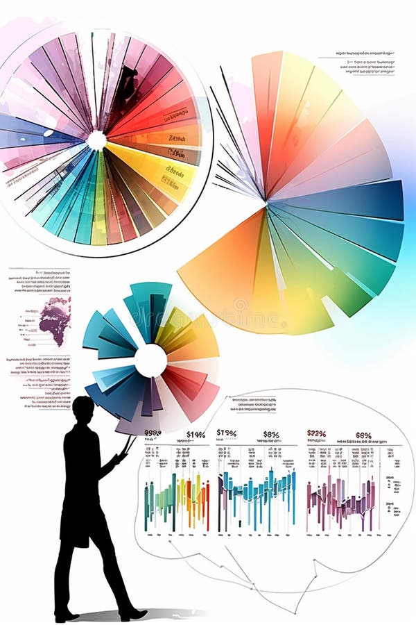 Data Visualization Charts Diagrams, Vibrantly Illustration with White ...