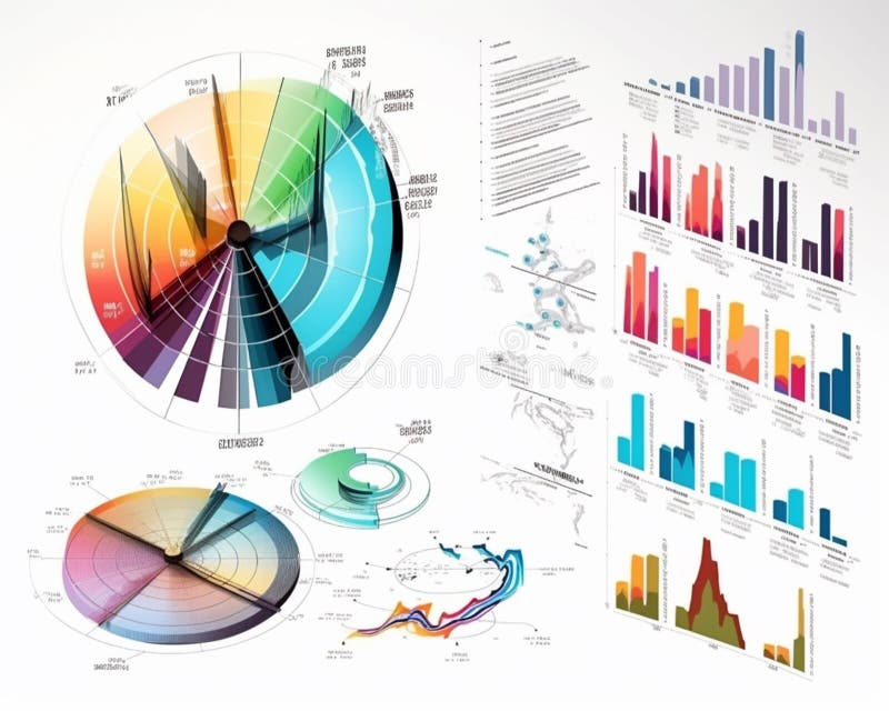Data Visualization Charts Diagrams, Vibrantly Illustration with White ...