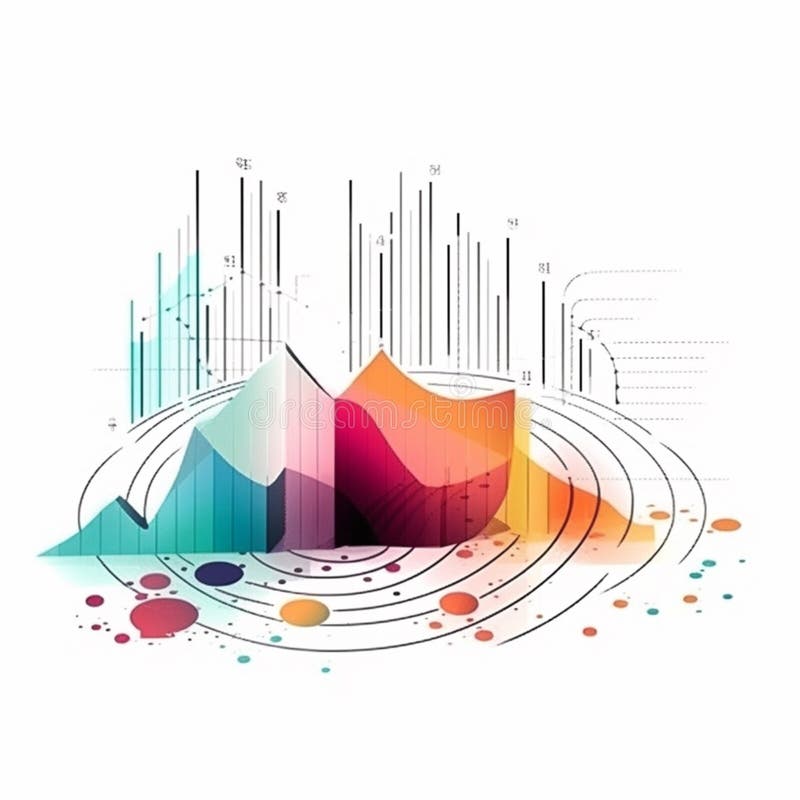 Data Visualization Charts Diagrams, Vibrantly Illustration with White ...