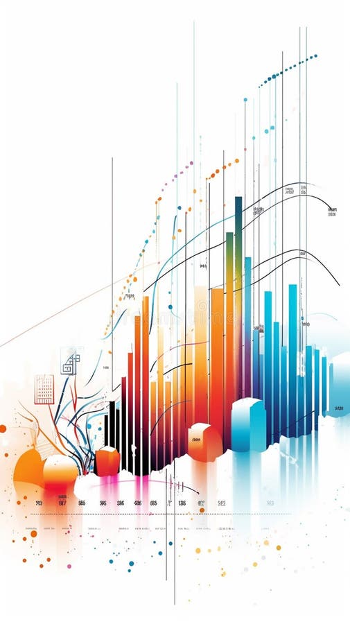 Data Visualization Charts Diagrams, Vibrantly Illustration with White ...