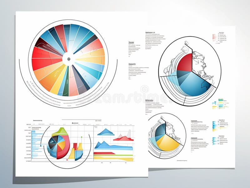 Data Visualization Charts Diagrams, Vibrantly Illustration with White ...