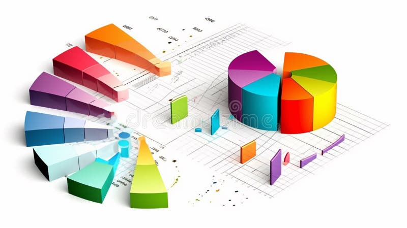Data Visualization Charts Diagrams Vibrantly Illustration With White