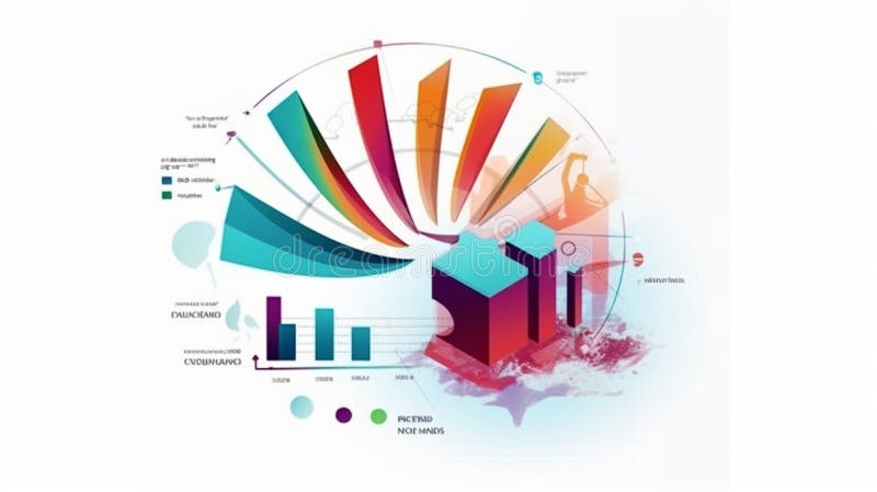 Data Visualization Charts Diagrams Vibrantly Illustration With White