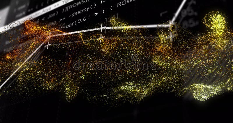 Data Visualization And Coding Animation Over Abstract Particle Cloud