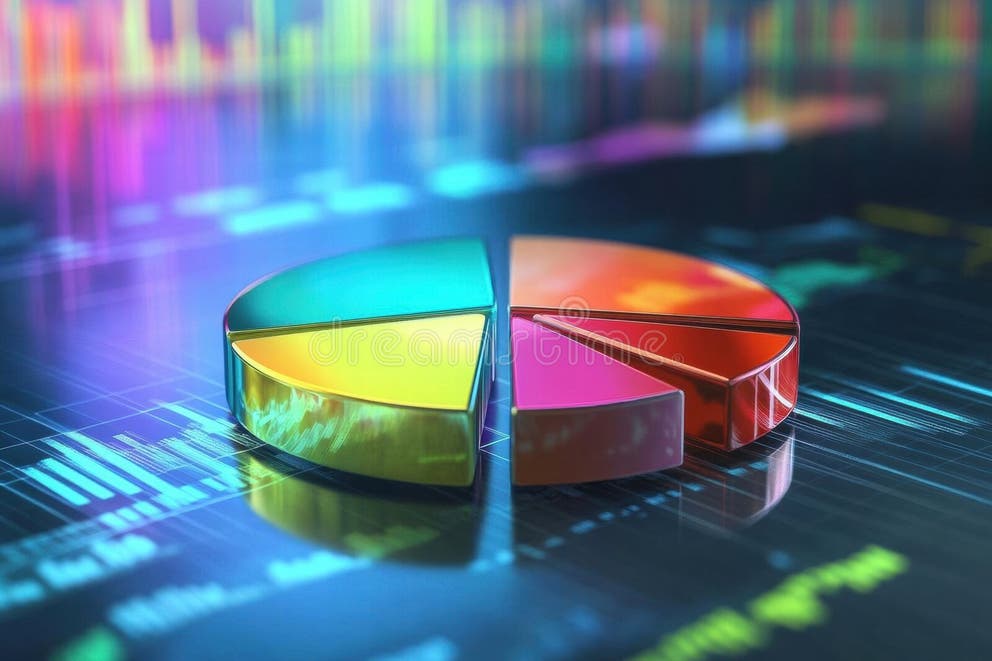 Data Visualization, Colorful Pie Chart on a Digital Background Stock ...