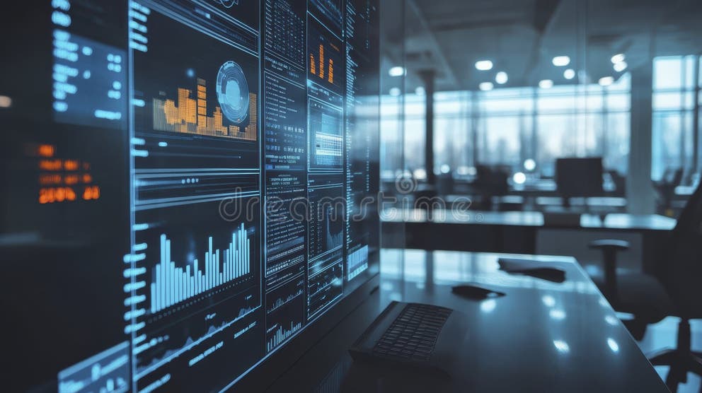 Data Visualization on Computer Screen in Modern Office Stock ...