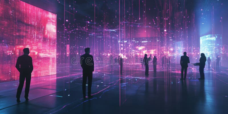 Data Visualization Conference Attendees Explore Digital World Future Technology Expo Metaverse ...