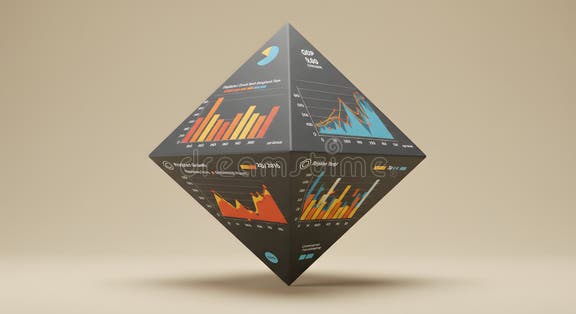 Data Visualization: 3D Geometric Chart Displaying Economic Growth and ...