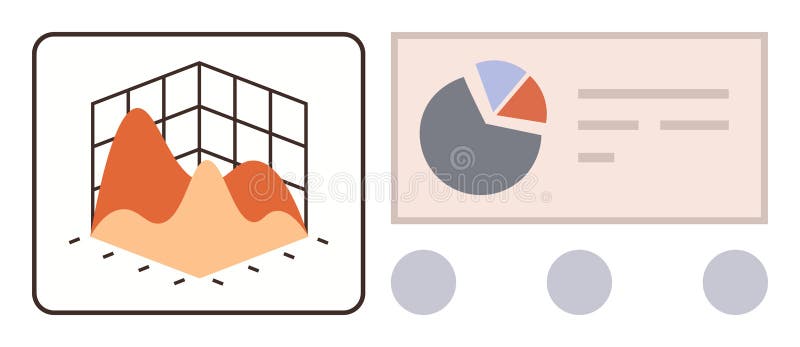 Data Visualization with 3D Surface Chart and Pie Chart Analytics Panel Stock Illustration ...