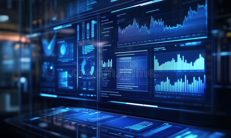 Data Visualization Dashboard Displaying Analytics Graphs And Metrics In A Futuristic Interface