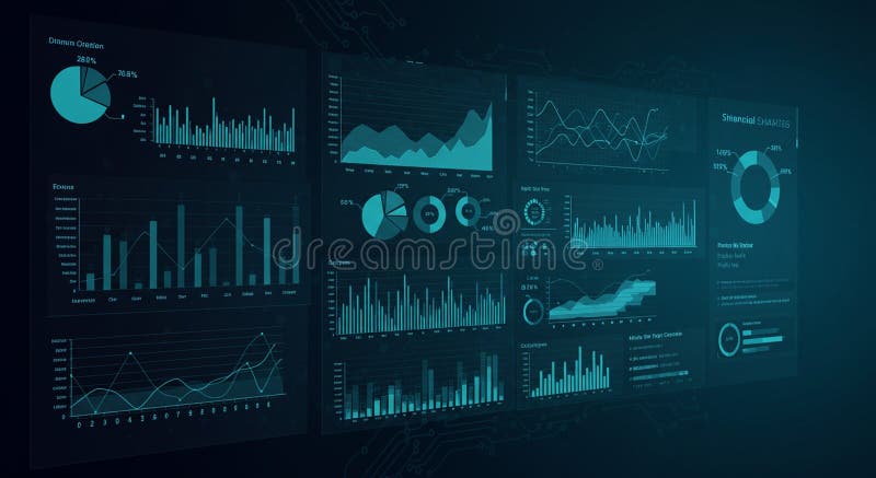 Dashboard with Multiple Data Visualizations in a Minimalist Design. Features Bar Stock ...