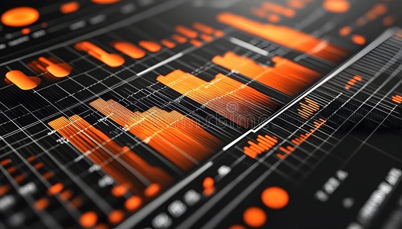 Data Visualization Dashboard Orange Graphic Stock Image - Image of ...