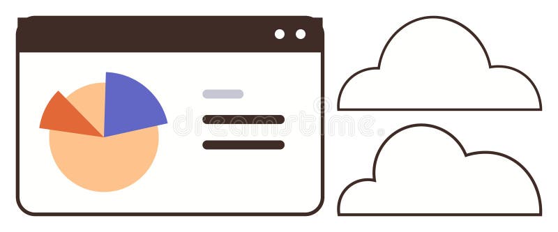 Data Visualization Dashboard with Pie Chart and Clouds Representing Cloud Computing Concept ...