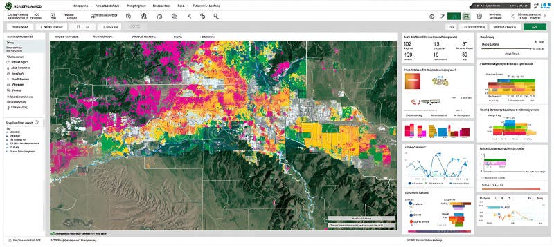 Data Visualization Dashboard Showing Geographic Information and Analytics Platform View Stock ...