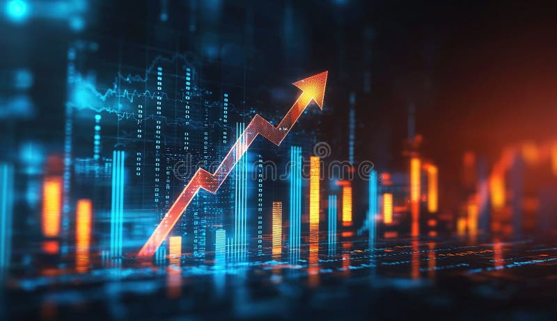 Data Visualization Depicting a Rising Financial Trend with Vibrant ...