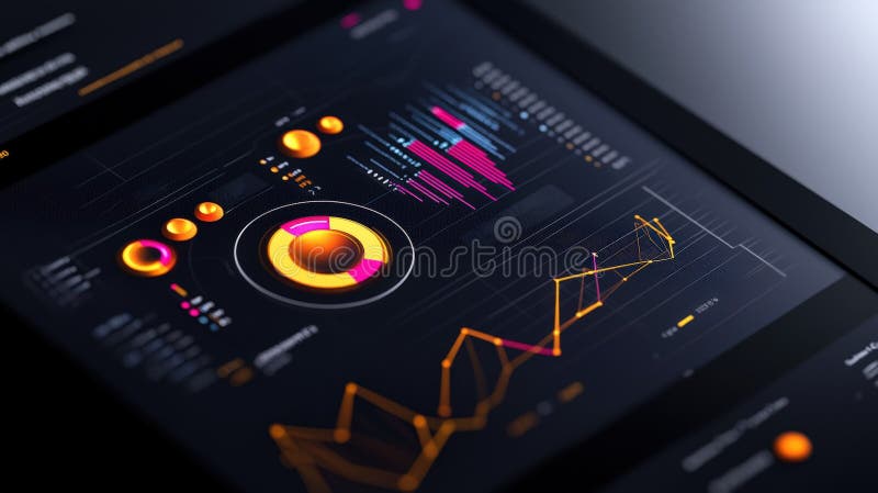 Data Visualization on Digital Screen Stock Illustration - Illustration ...