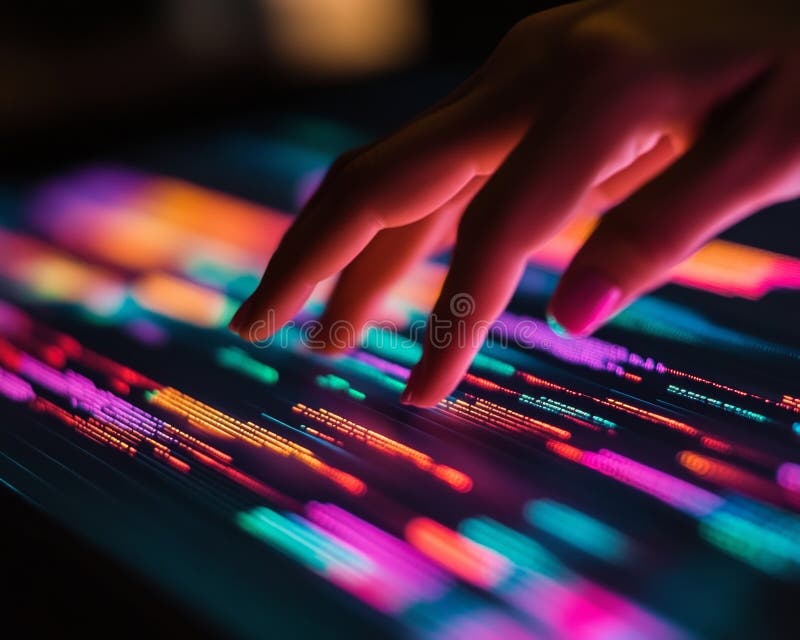 Data Visualization on a Digital Screen is Being Interacted with by a ...