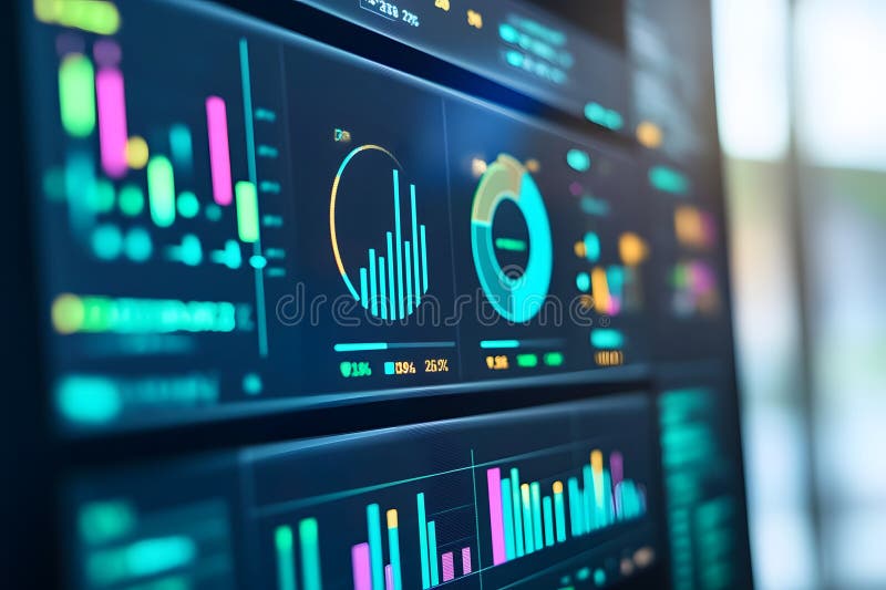 Data Visualization Display with Charts and Graphs Stock Illustration ...