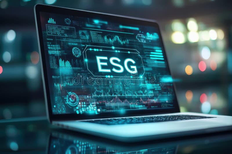 Data Visualization and ESG Reporting. a Laptop Featuring a Graphical ...