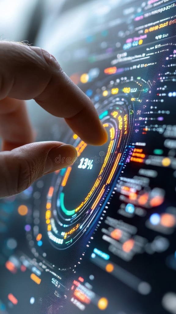 Data Visualization Expert S Hand Interacting with a Glowing Pie Chart ...