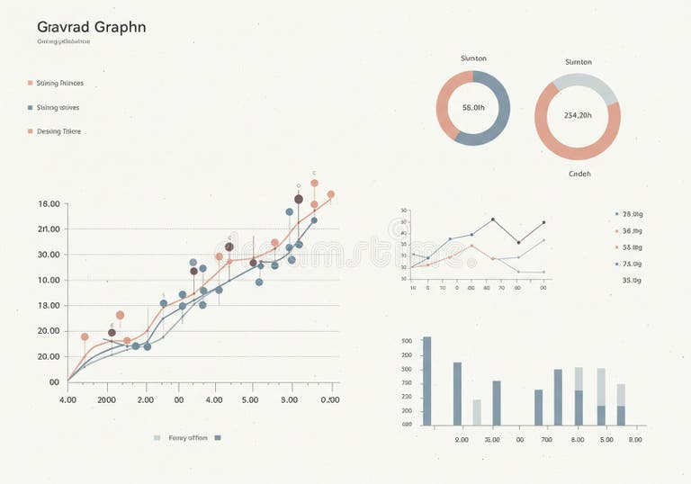 Data Visualization Featuring Several Graph Types. a Large Scatter Plot with Trend Lines Stock ...