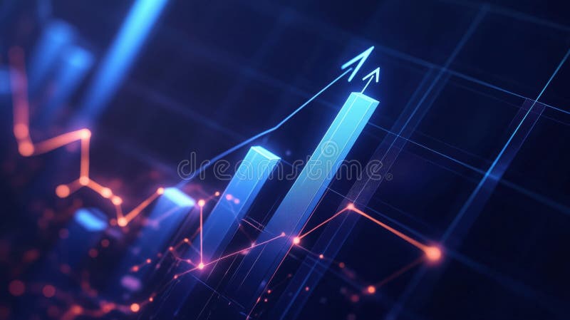 Data Visualization Financial Growth Upward Trend Blue Orange Colors ...