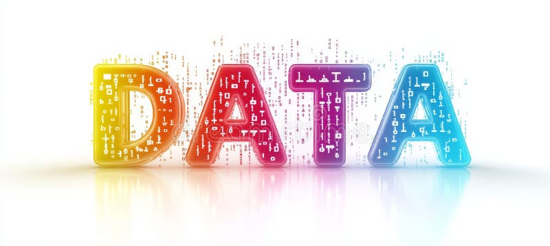 Data Visualization with Glowing Alphabet, Digital Binary Code. Vivid ...