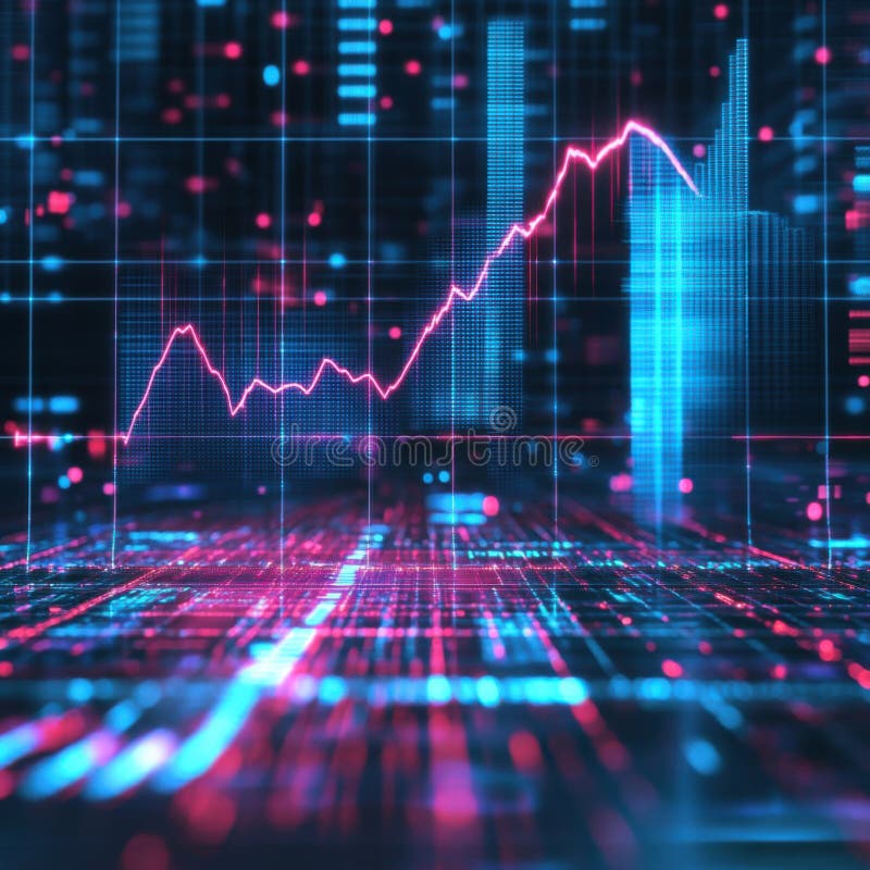 Data Visualization with Holographic Chart Showing Upward Trends in ...