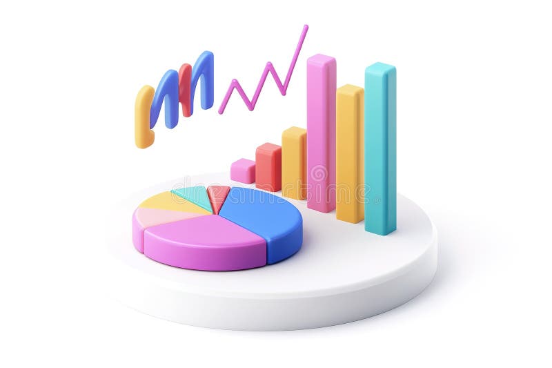 Data Visualization Icon: Pie Chart & Bar Graph Synergy on White ...