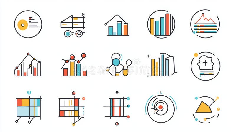 Data Visualization Icons stock illustration. Illustration of ...