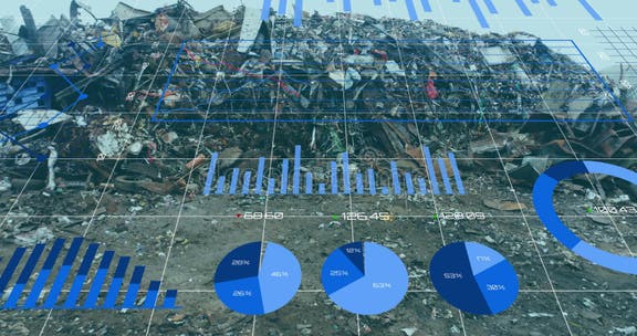 Data Visualization Image Over Landfill, Showing Various Charts and ...