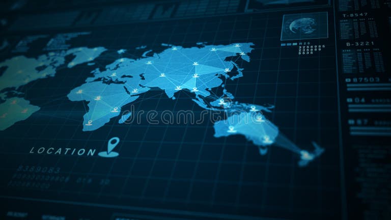 Data Visualization Interface with World Map and Location, Graphs, and ...