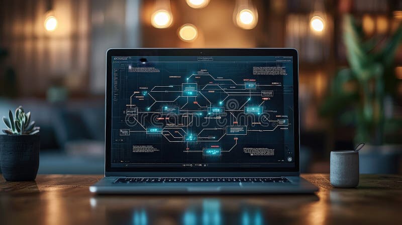 Data Visualization on Laptop Screen - Modern Technology and Network Analysis Stock Illustration ...