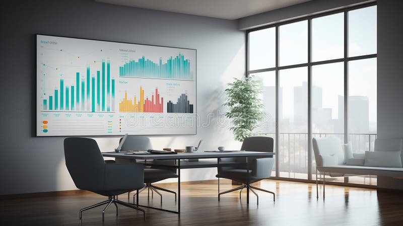 Data Visualization: Large Canvas Frame with Graphs and Charts in Room ...