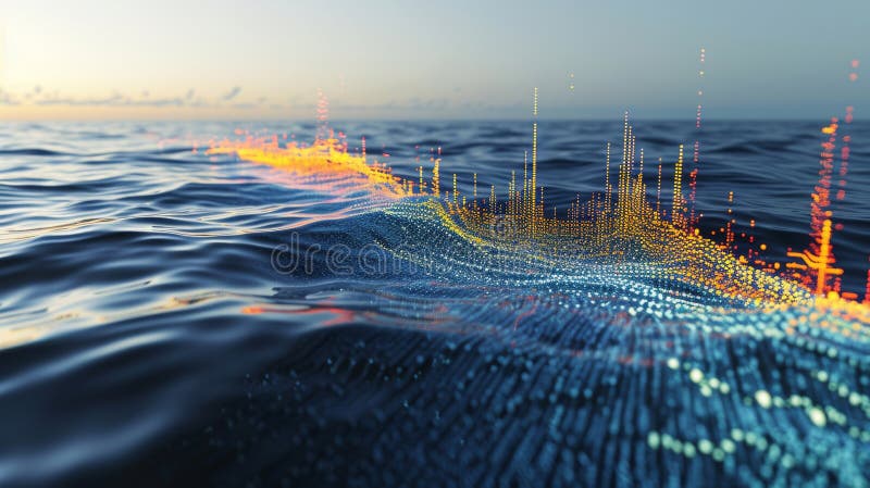 Data Visualization of Ocean Waves with Futuristic Digital Particles ...