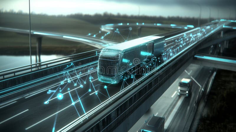 Data Visualization Overlay of Futuristic Logistics Concept Showcasing ...