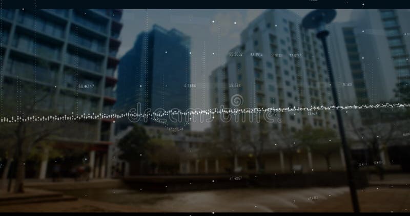 Data Visualization Overlay Showing Numerical Information on Urban ...