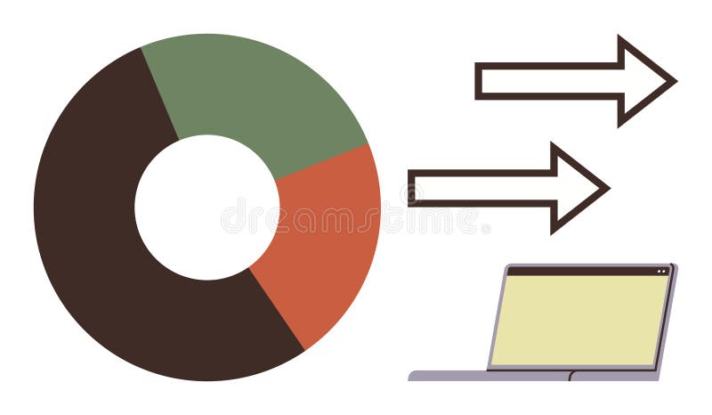 Data Visualization with Pie Chart, Arrows, and Laptop Representing ...