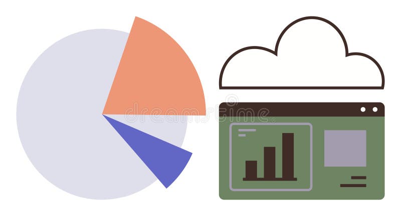 Data Visualization with Pie Chart and Cloud-Based Analytics Dashboard Stock Illustration ...