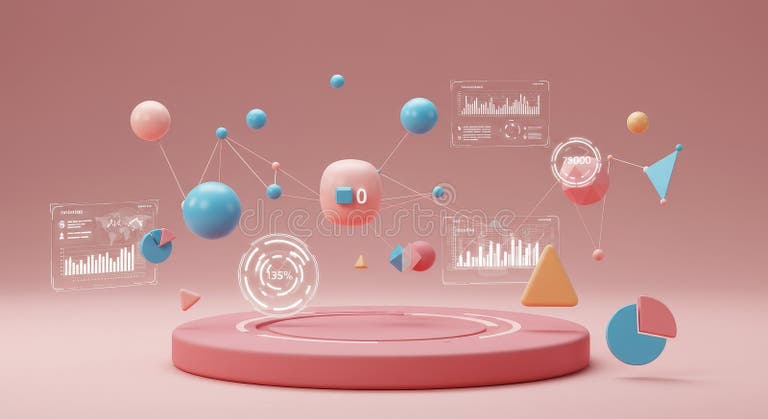 Data Visualization Platform Abstract 3D of Data Points Charts and ...