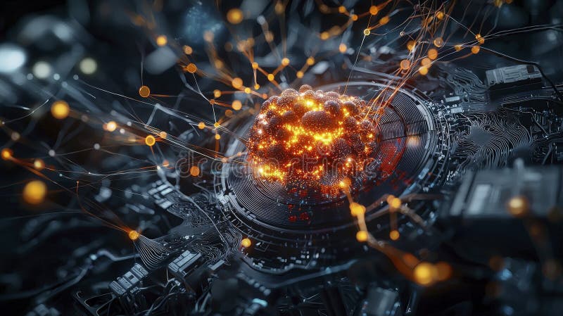 Data Visualization Process Featuring Glowing Connections in a Tech ...